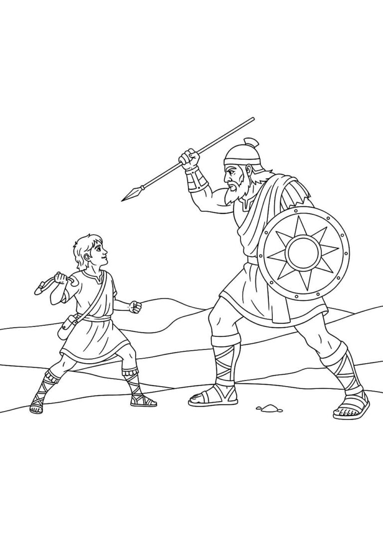 Desenhos de Davi e Golias para Colorir e Pintar - Tudo Para Colorir