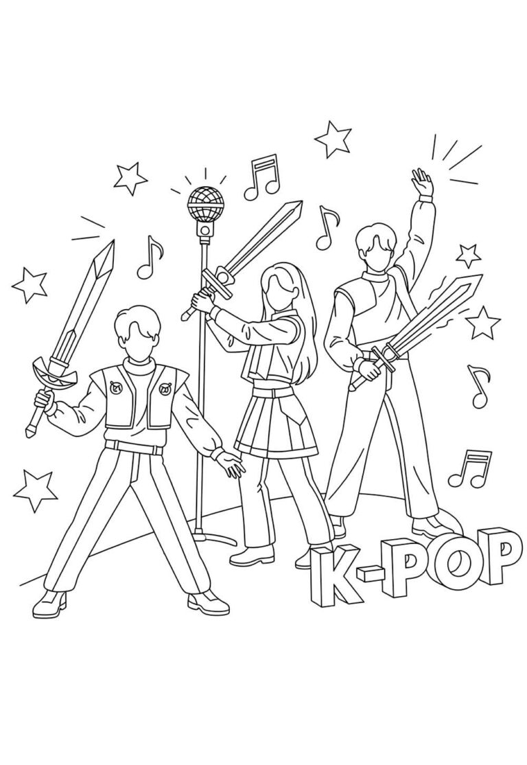 Desenhos das Guerreiras do K-Pop para Colorir e Pintar - Tudo Para Colorir