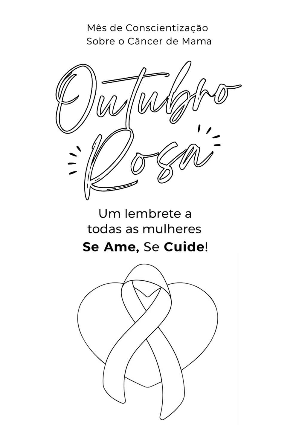 Desenhos de Outubro Rosa para Colorir e Pintar - Tudo Para Colorir