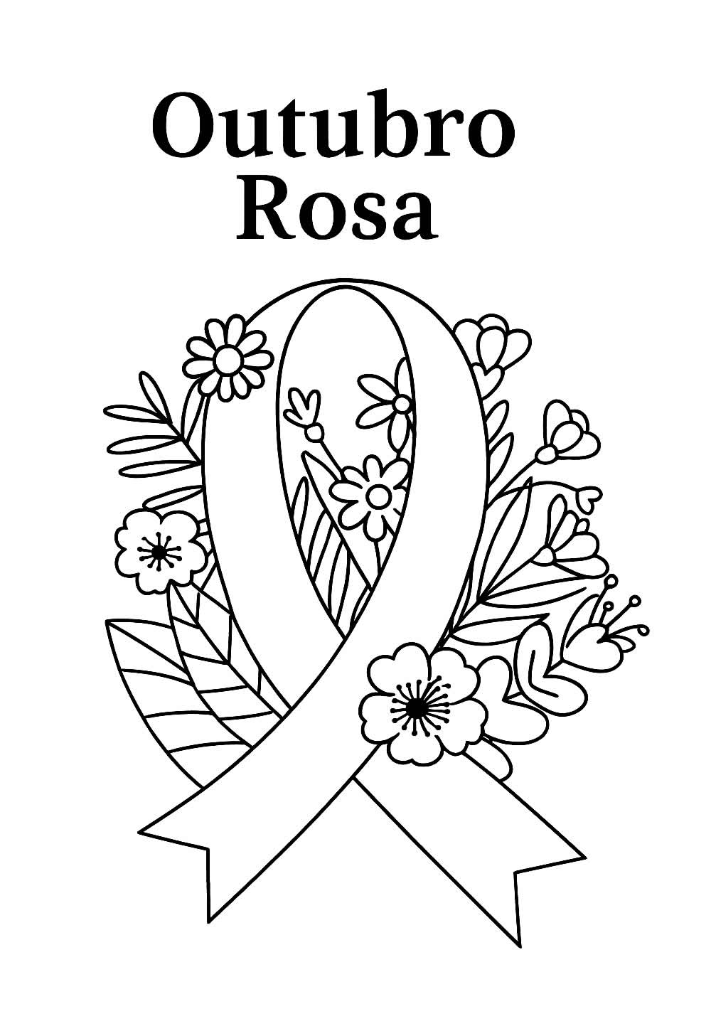 Desenhos de Outubro Rosa para Colorir e Pintar - Tudo Para Colorir
